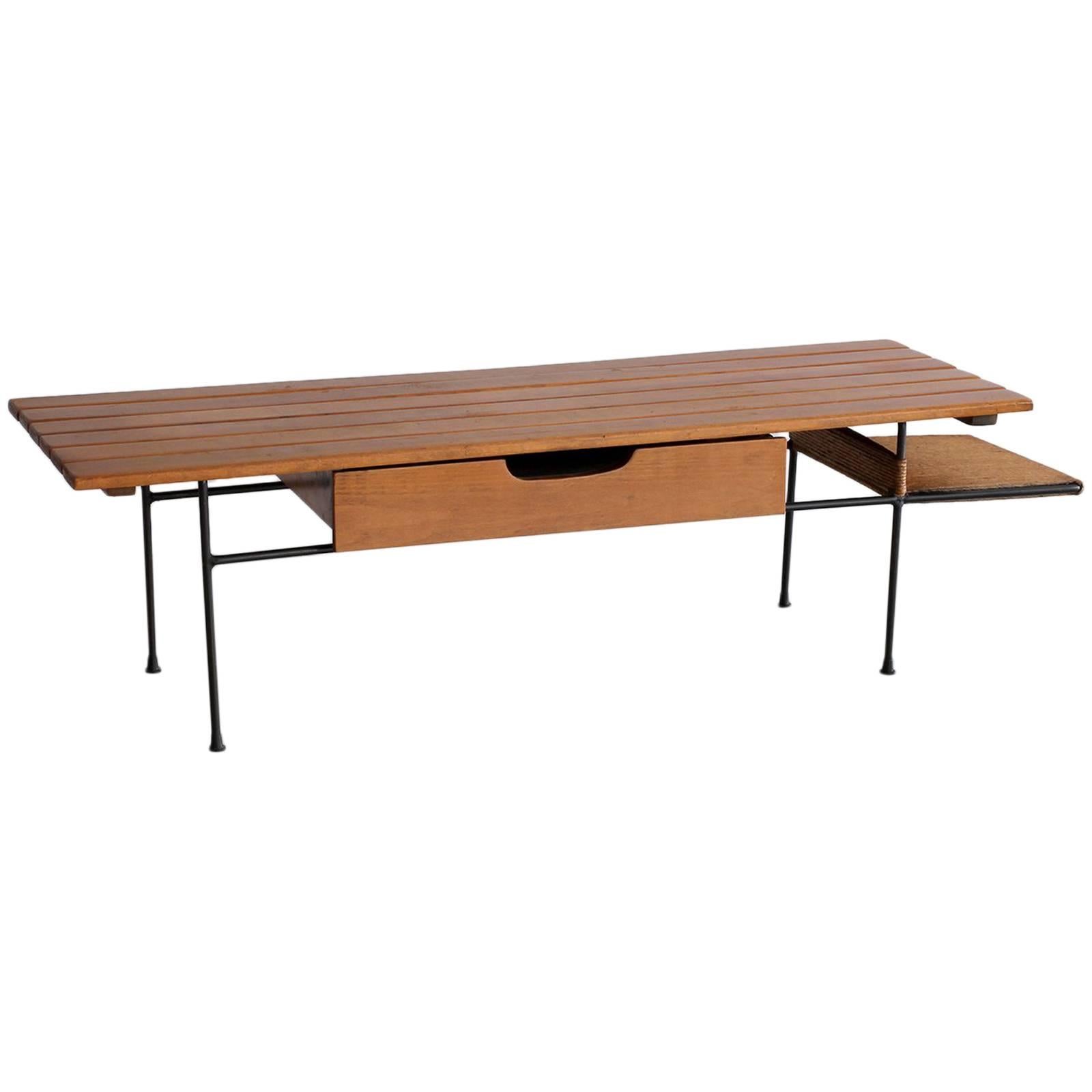 Arthur Umanoff Bench or Table with Drawer and Shelf at 1stDibs