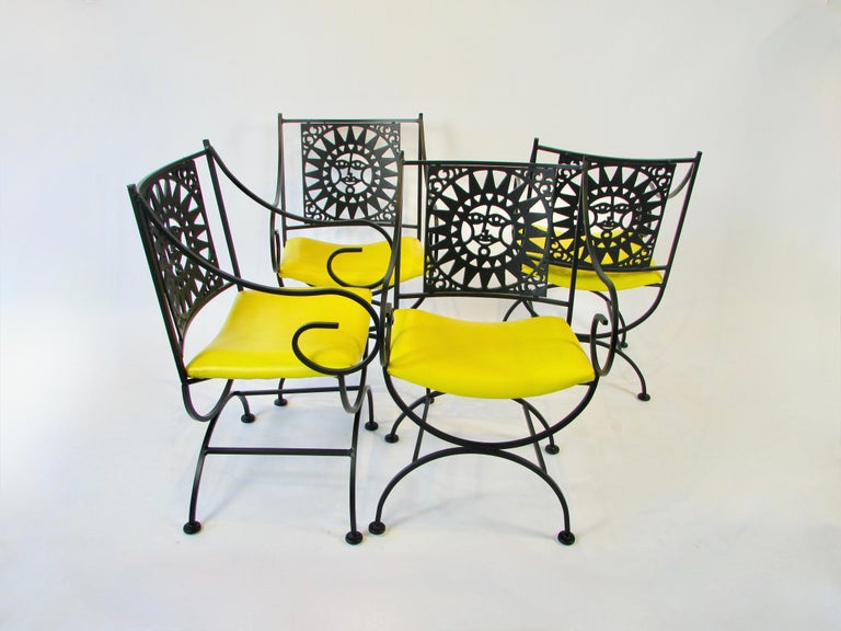 Arthur Umanoff Cast and Wrought Iron with Glass Top Mayan Sun Dinning ...