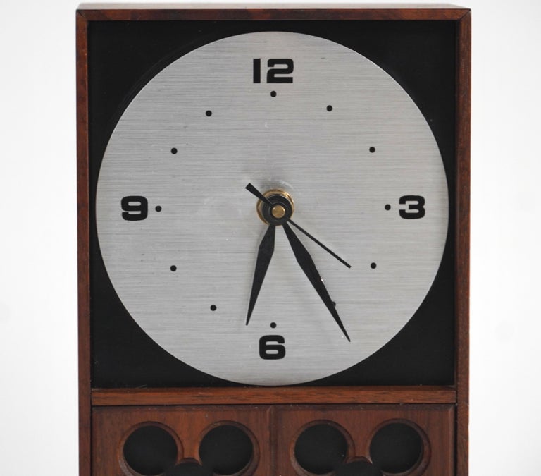 Arthur Umanoff for Howard Miller Walnut Desk Clock For Sale at 1stDibs
