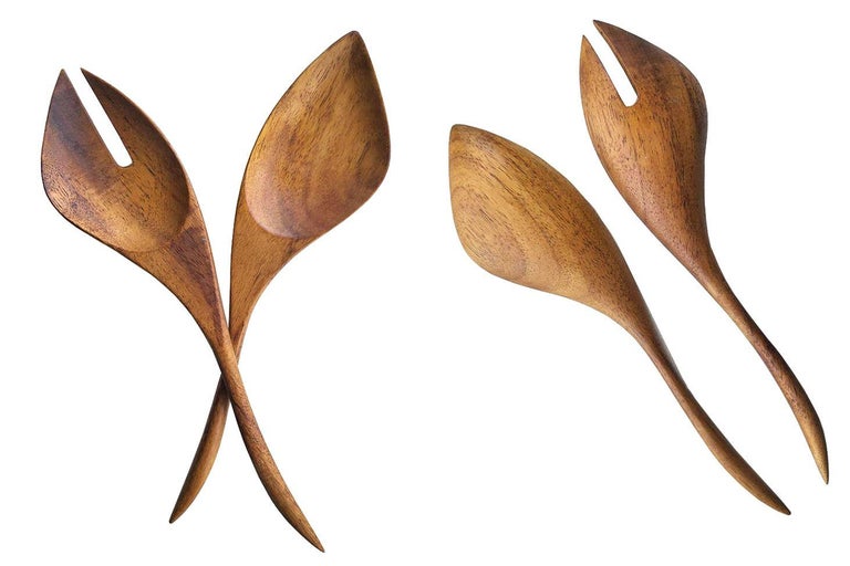 Arthur Umanoff Midcentury Carved Wood Salad Set, Bowls and Serving ...