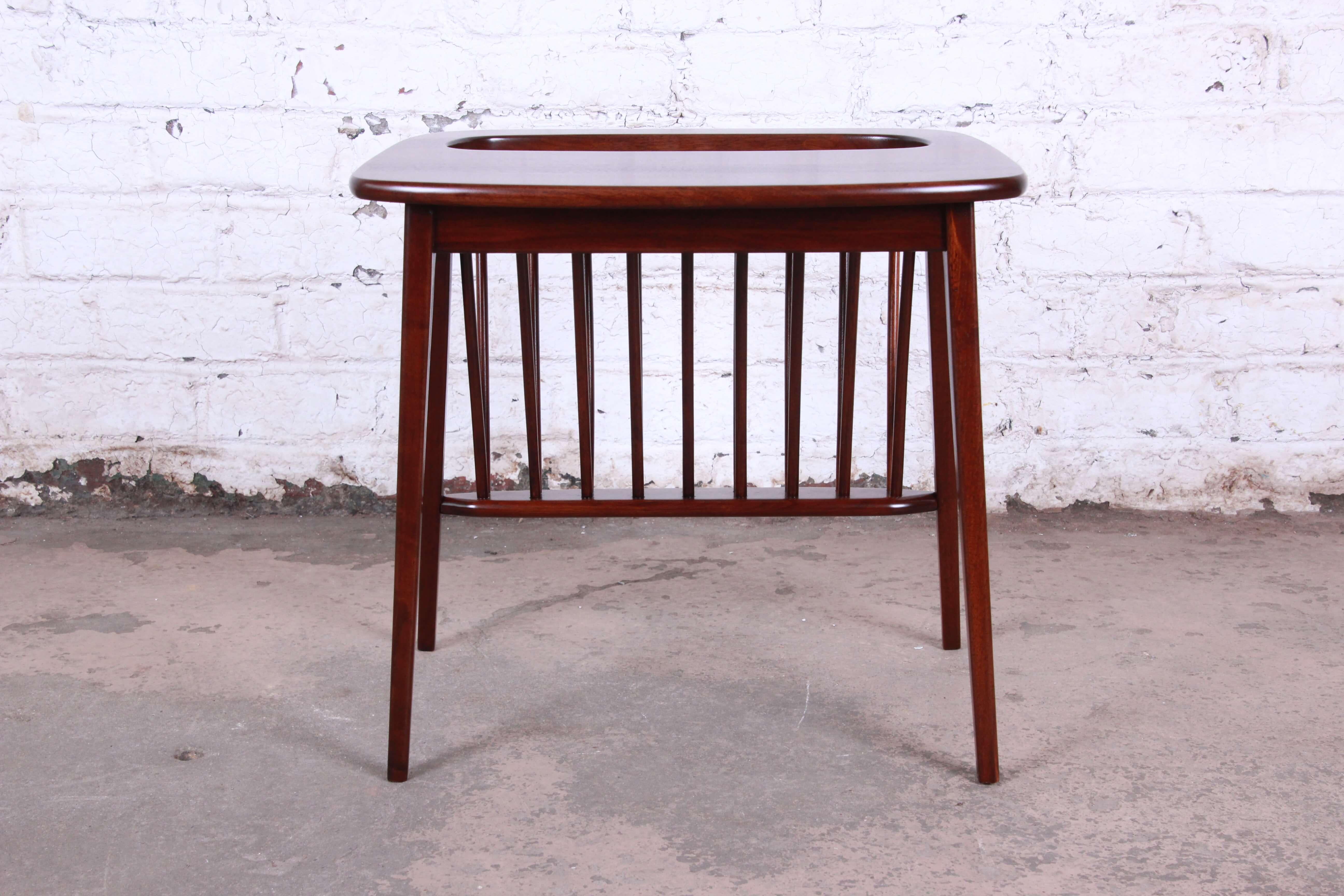 Arthur Umanoff Mid-Century Modern Walnut Magazine Rack Side Table at ...