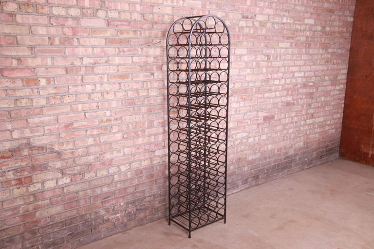Arthur Umanoff Mid-Century Modern Wrought Iron Arched 71-Bottle Wine ...