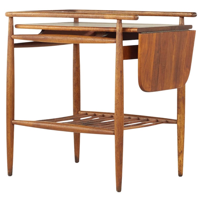 Arthur Umanoff Mid Century Walnut Bar Cart For Sale at 1stDibs