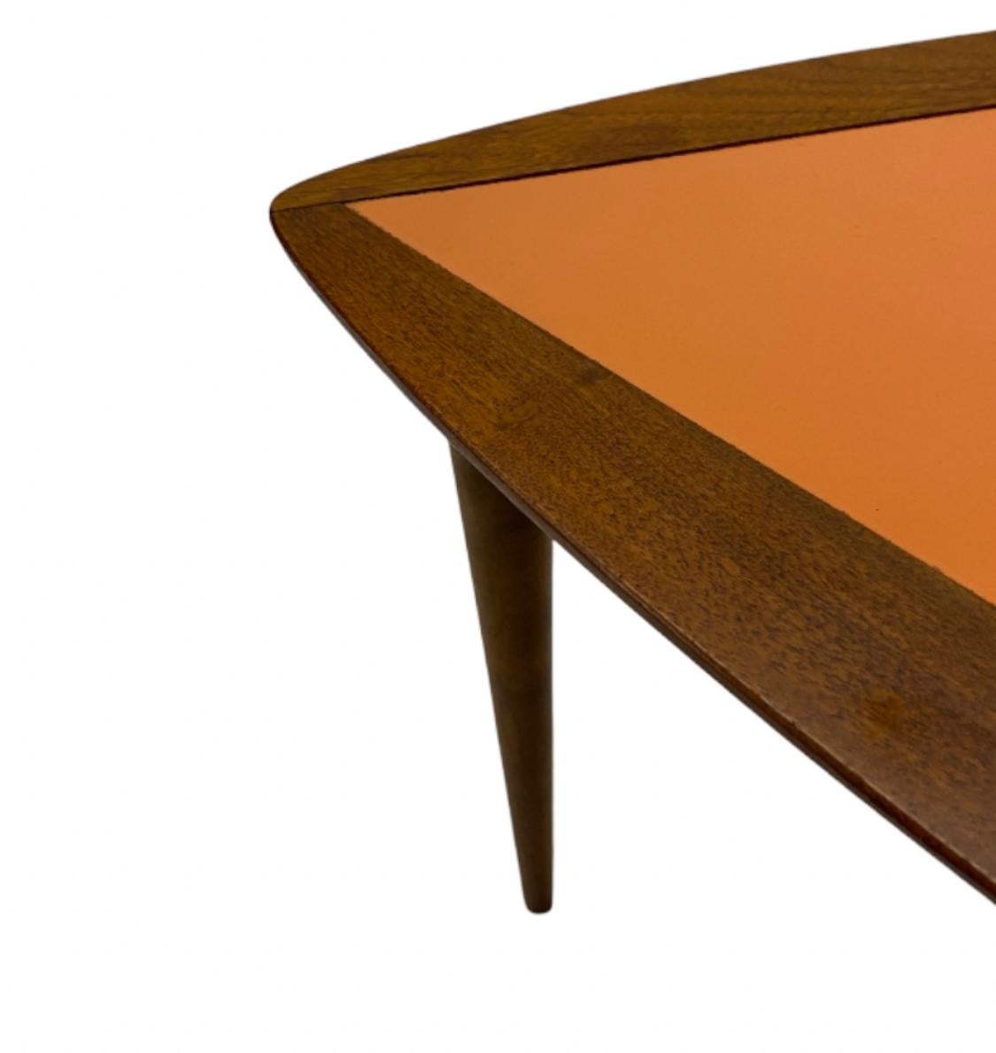 Arthur Umanoff Walnut Triangular Side Table For Sale at 1stDibs