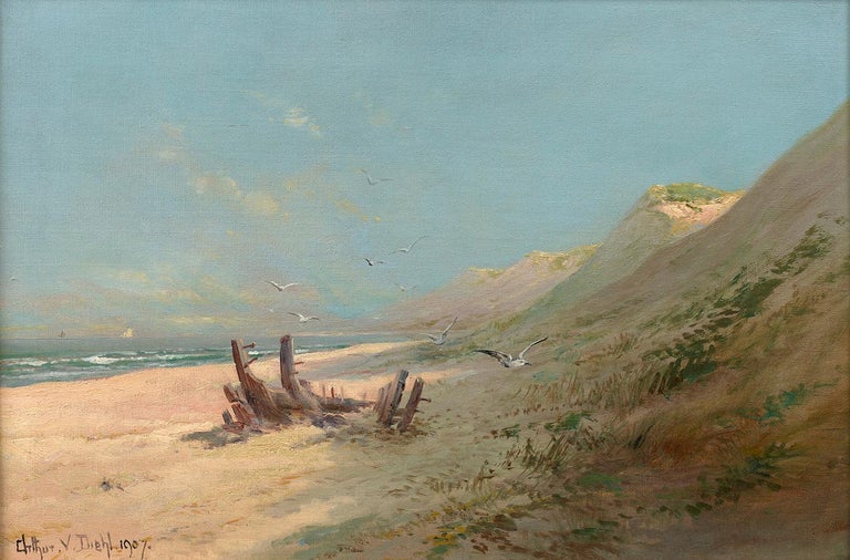 Arthur Vidal Diehl - A Ship’s Bones on the Beach For Sale at 1stDibs
