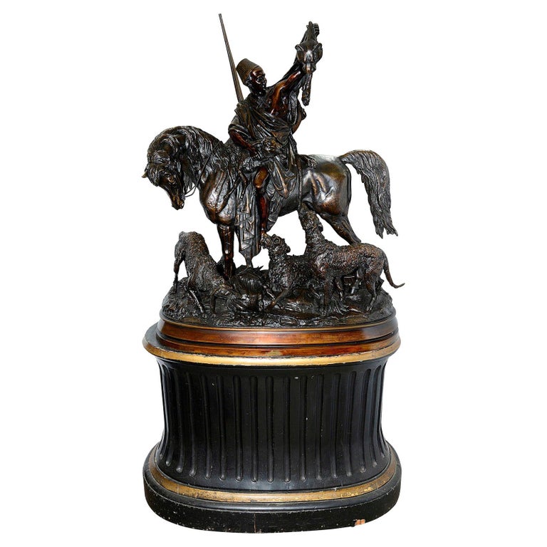 Arthur Waagen, Large Bronze Arab Hunter on Horse Back For Sale at 1stDibs