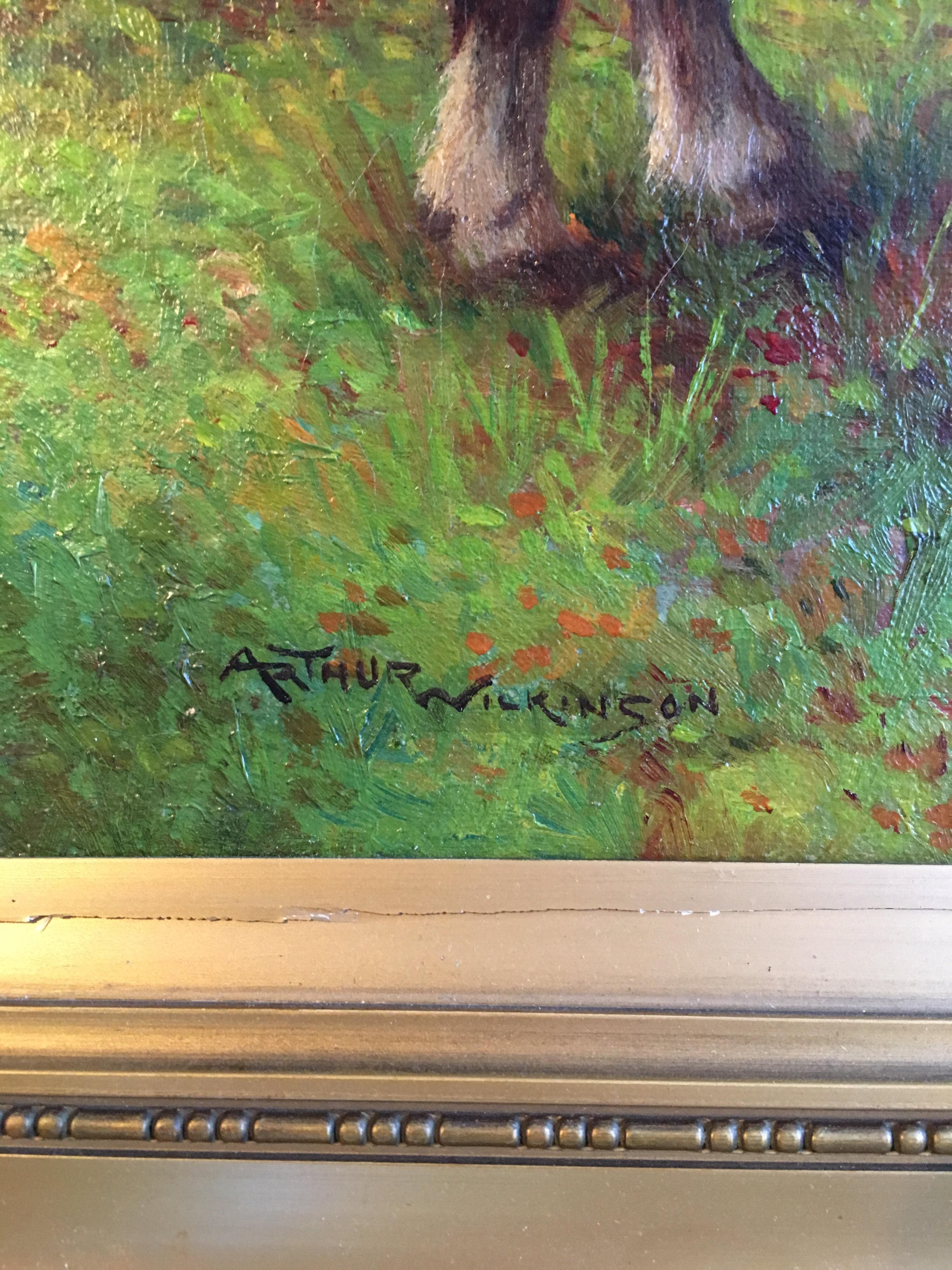 Arthur Wilkinson - The Village Stream, Impressionist Edwardian Oil ...