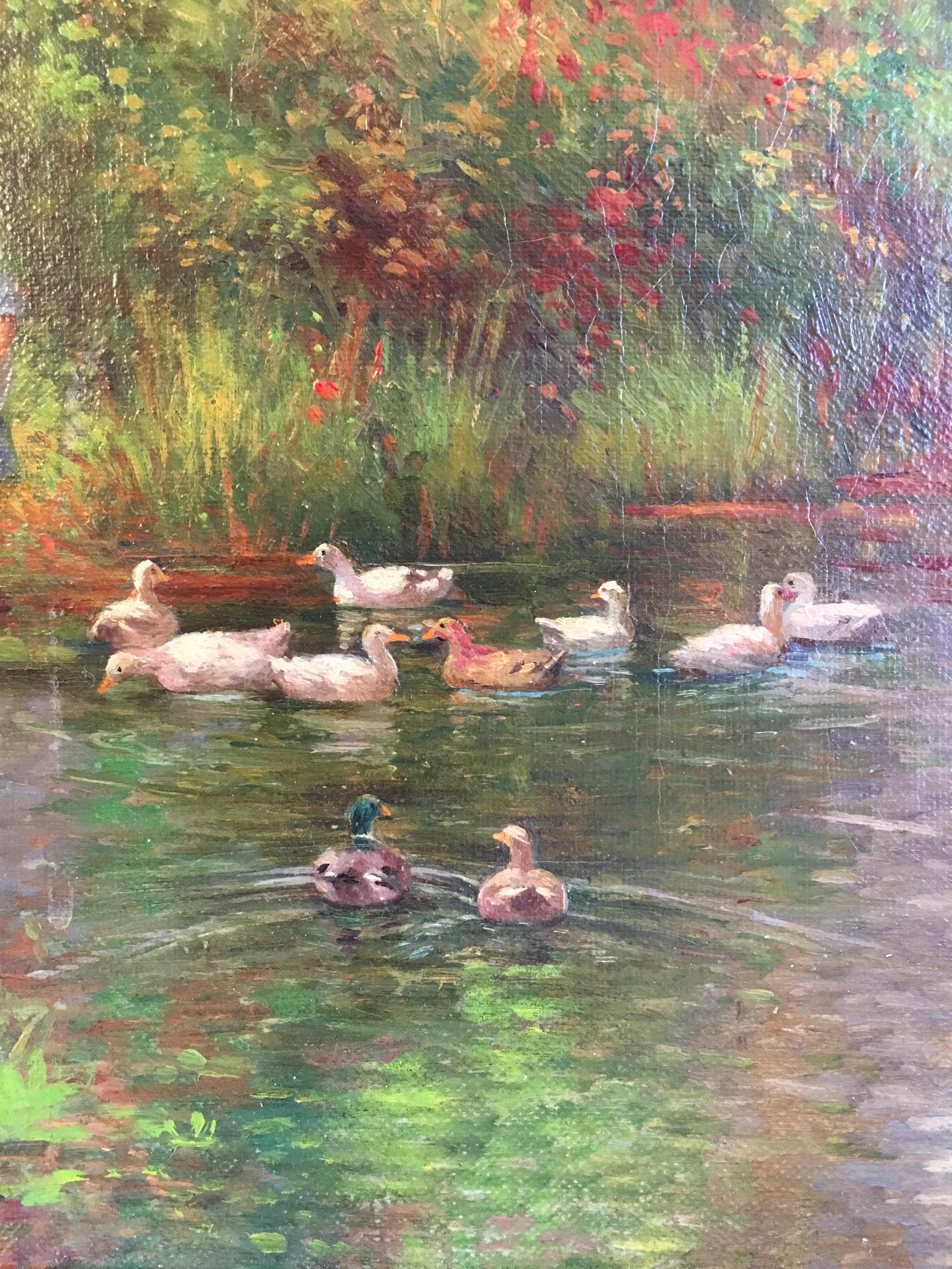 Arthur Wilkinson - The Village Stream, Impressionist Edwardian Oil ...