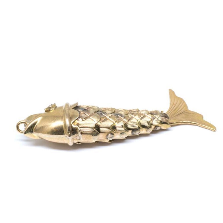 Articulated Moving Jointed Fish 18 Karat Gold Vintage Charm at 1stDibs