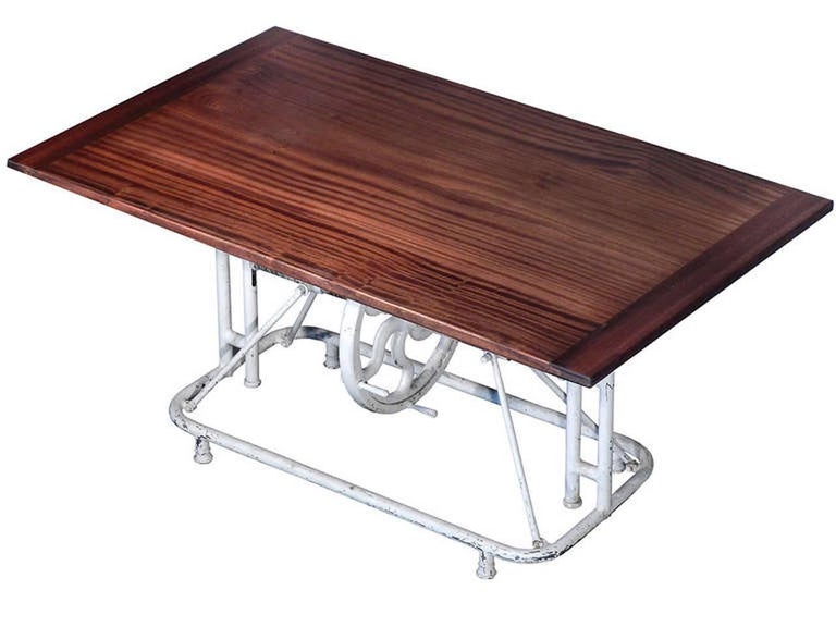 Articulating Table Base with Beautiful Wood Top For Sale at 1stDibs