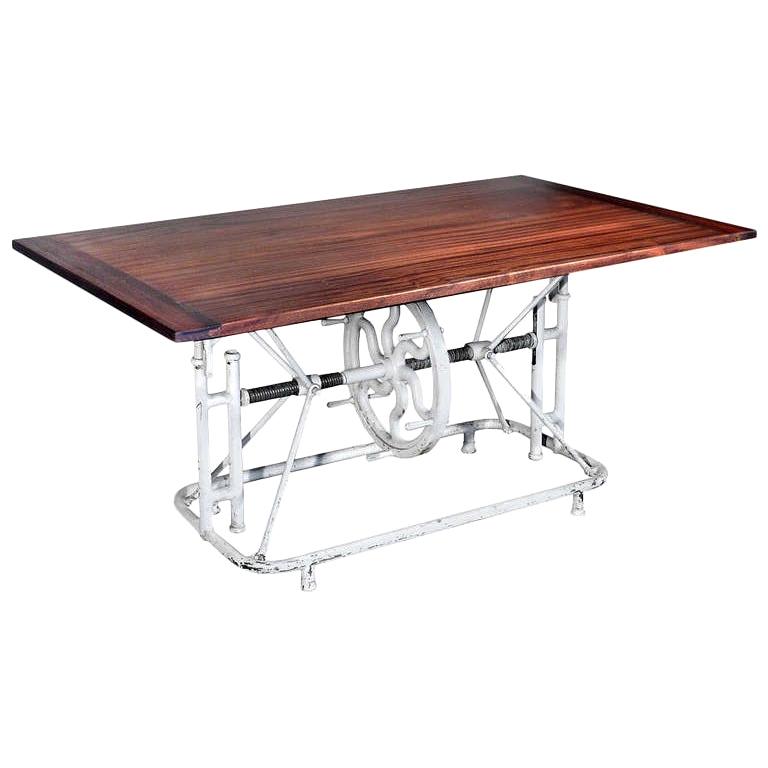 Articulating Table Base with Beautiful Wood Top For Sale at 1stDibs