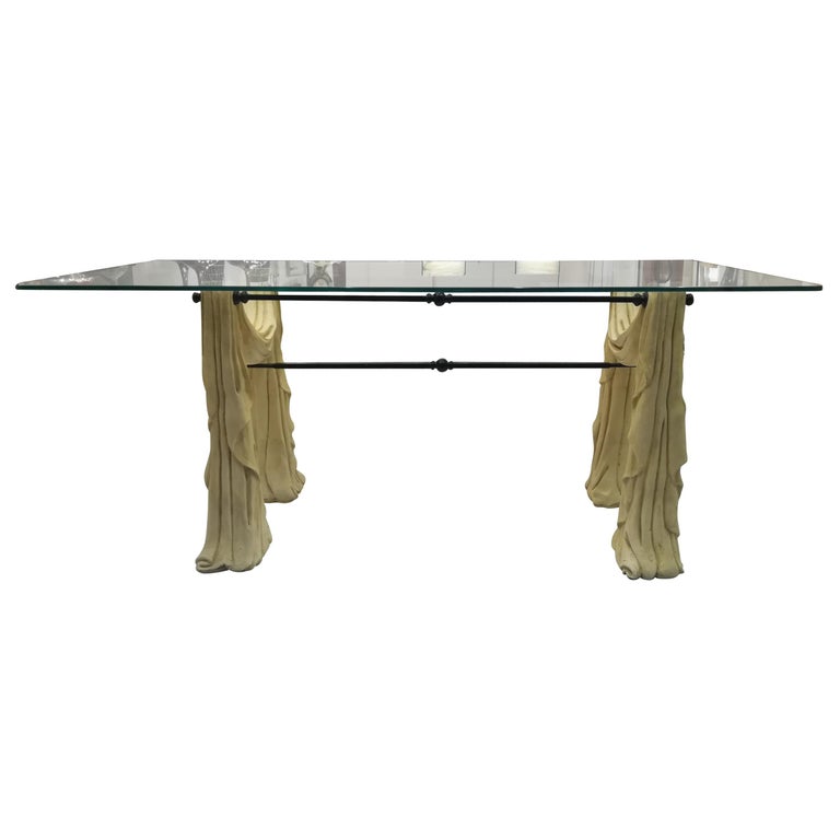 Artificial Stone and Glass Dining Table, circa 1970 For Sale at 1stDibs
