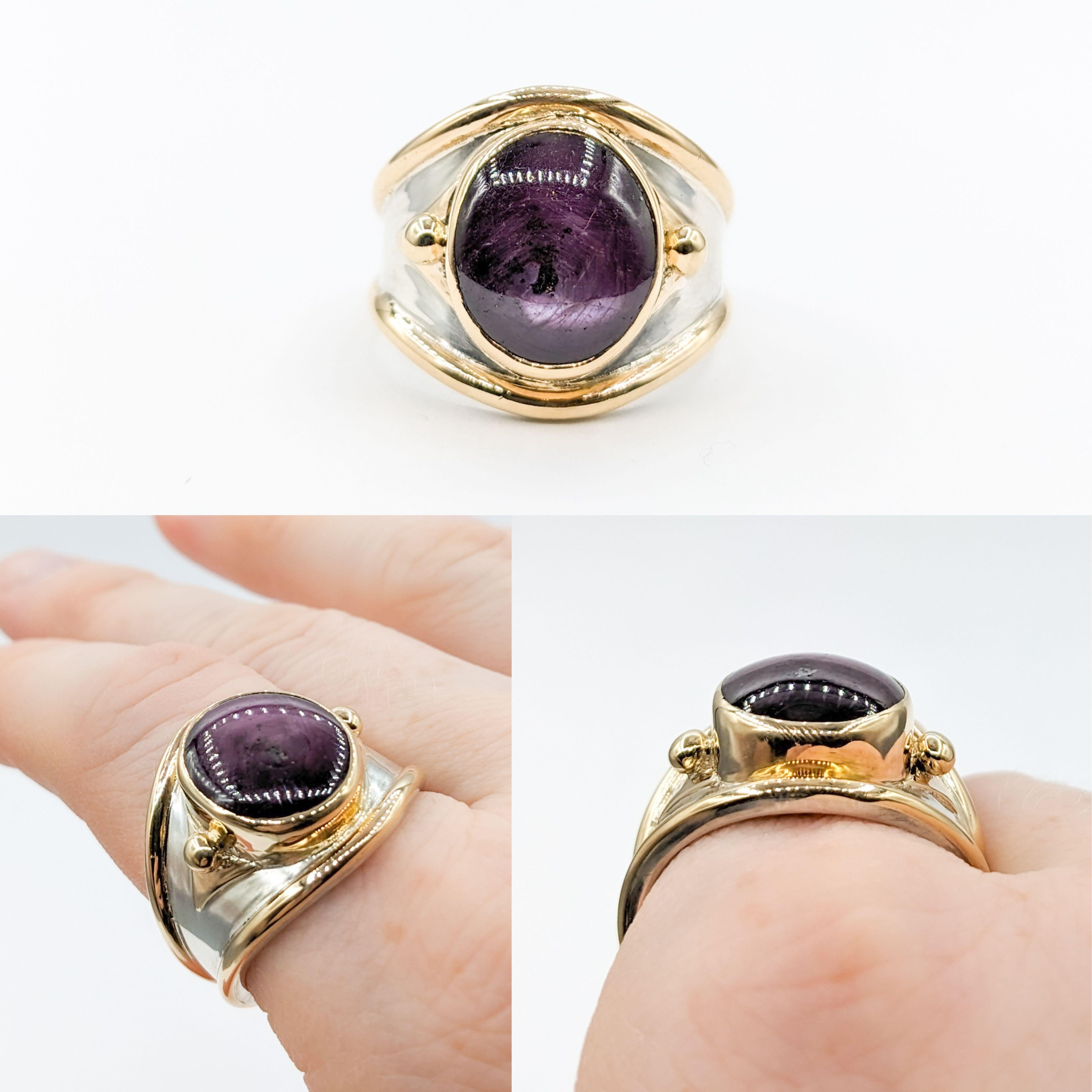 Artisan 14k Yellow Gold and Sterling Lab Created Star Ruby Ring For ...