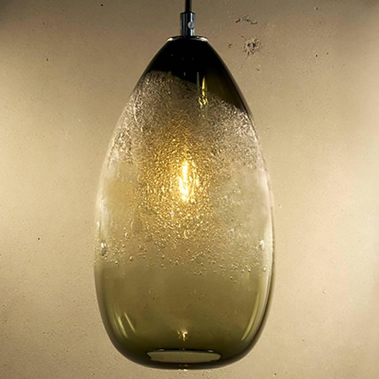 Artisan Blown Glass Shade • Bronze Cone Bubble Pendant - Made to Order ...