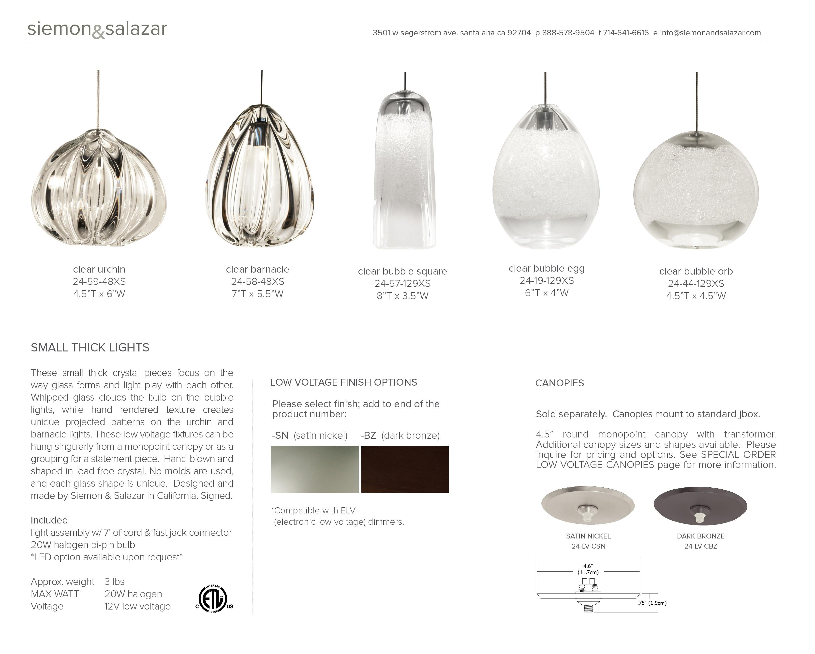 Small Orb Pendant Light, Hand Blown Clear Glass with Bubbles - Made to ...