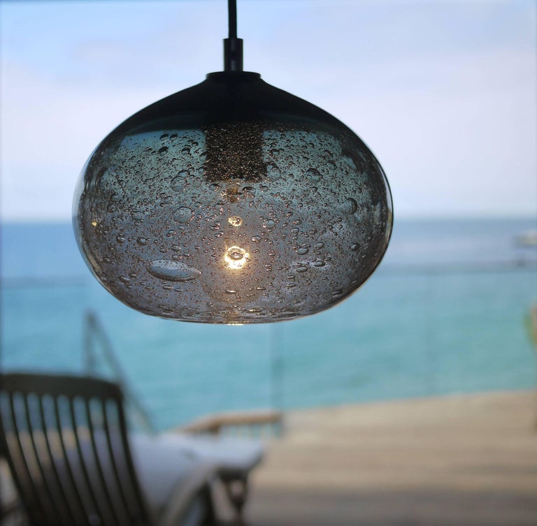 Grey Ellipse Bubble Pendant Light, Hand Blown Glass - Made to Order For ...