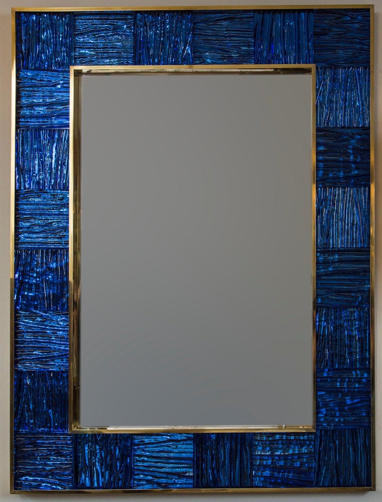 Artisan Azur Blue Wave Mirror For Sale at 1stDibs