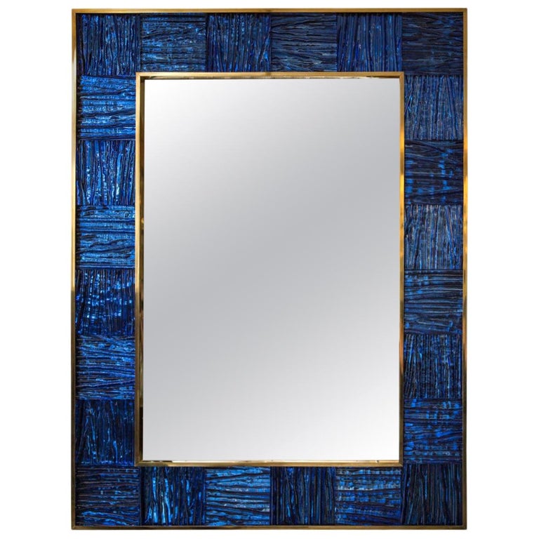 Artisan Azur Blue Wave Mirror For Sale at 1stDibs