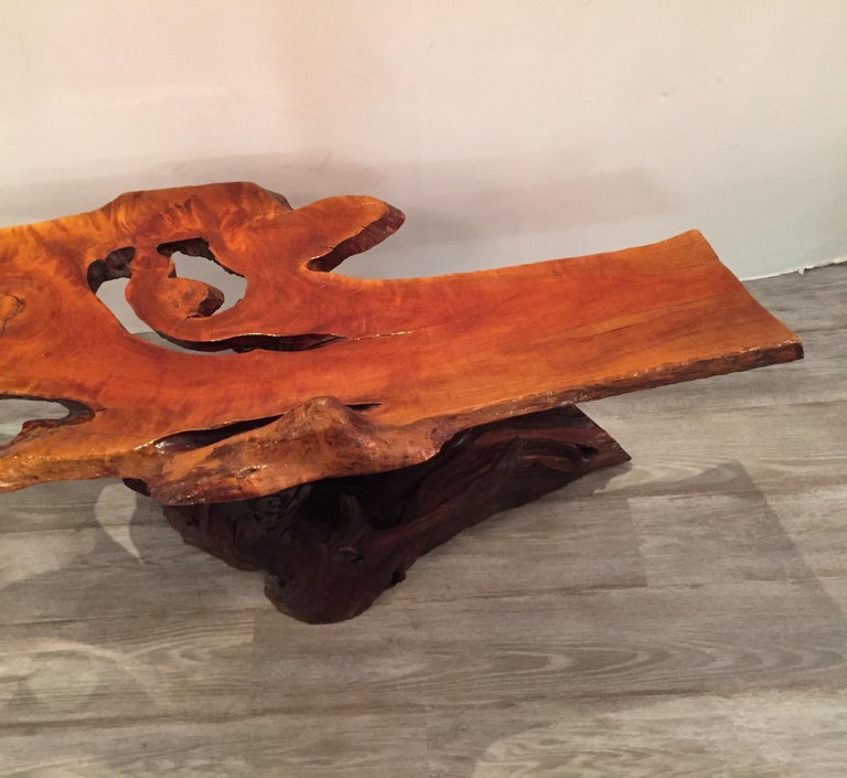 Artisan Cherry Live Edge Cocktail Table, 1960s For Sale at 1stDibs