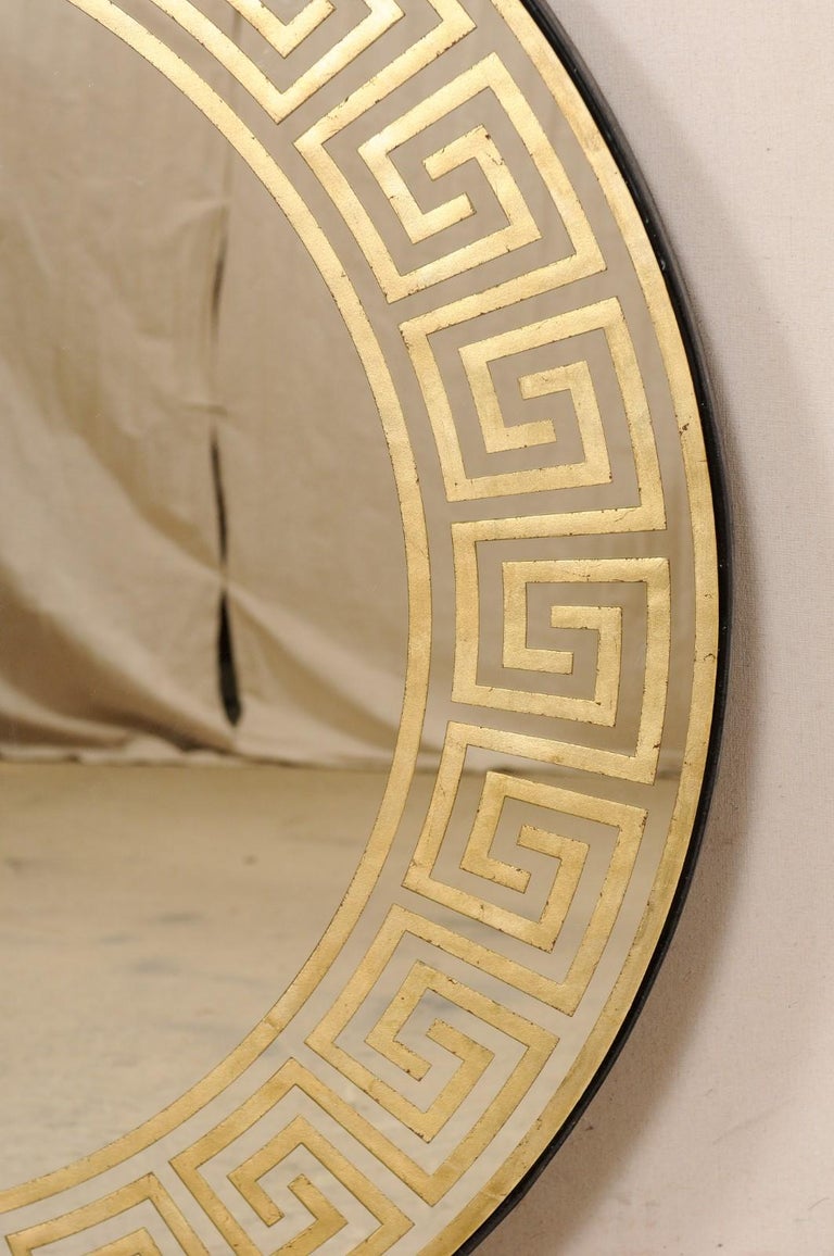 Artisan Created Round Églomisé Greek Key Mirror, 2 Available For Sale ...