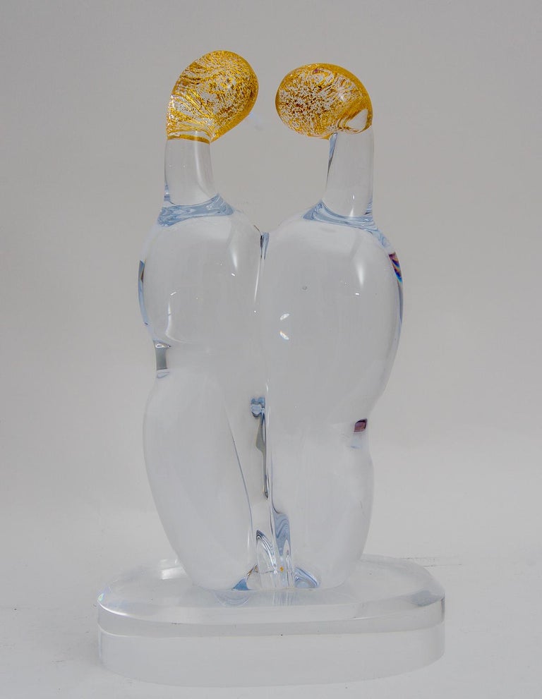 Artisan Glass Sculpture of Two "Embracing Figures" by Isaac For Sale at ...