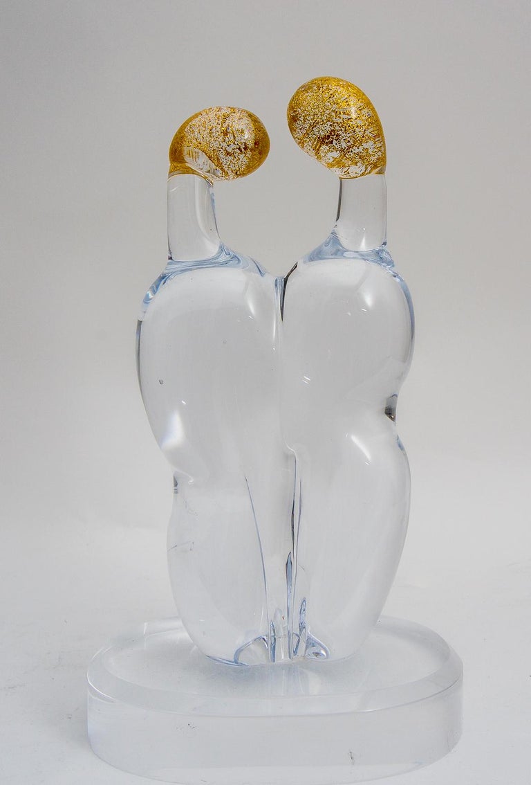 Artisan Glass Sculpture of Two "Embracing Figures" by Isaac For Sale at ...