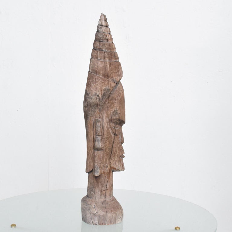 Artisan Hand Carved Wood TOTEM Sculpture Vintage Indigenous Primitive ...