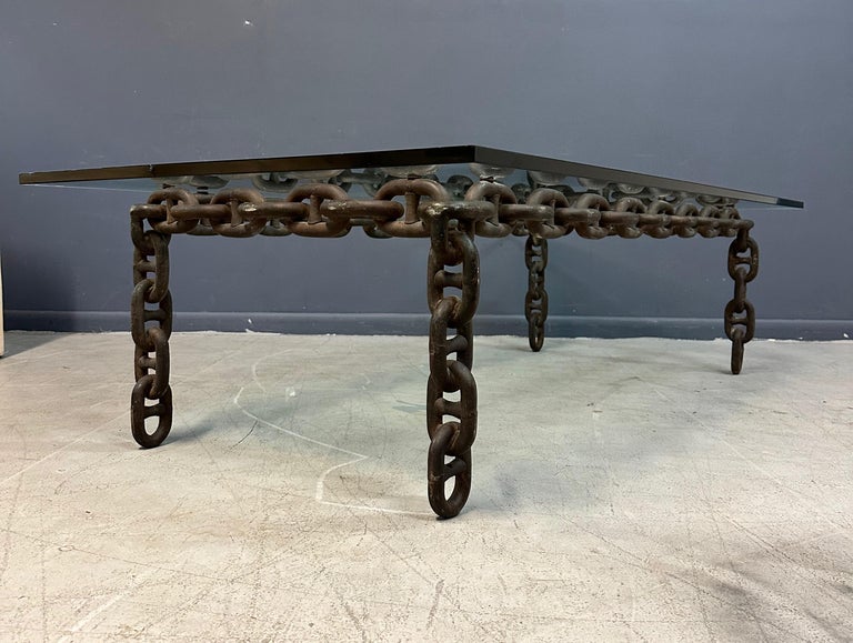 Artisan Large Industrial Chain Link Iron Coffee Table, Belgium, 1970 ...