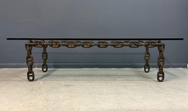 Artisan Large Industrial Chain Link Iron Coffee Table, Belgium, 1970 ...