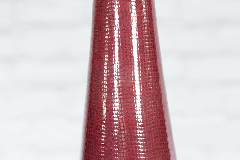 Artisan Made Prem Collection Bottle Shaped Vase with Grid Style Textured Motifs For Sale at 1stDibs