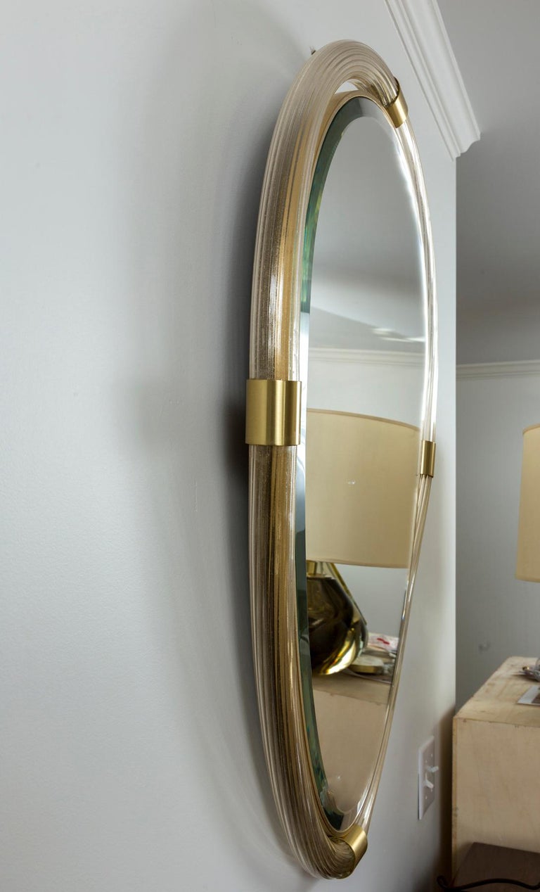Artisan Murano Blown Gold Torchere Oval Mirror, Contemporary For Sale ...