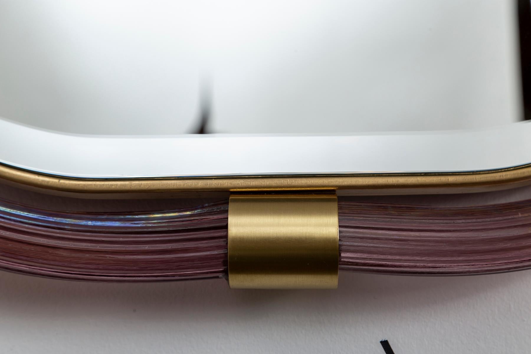 Artisan Murano Blown Shield-Shaped Reeded Glass Mirror, Contemporary ...