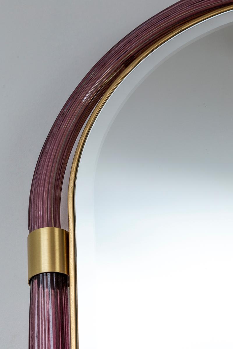 Artisan Murano Blown Shield-Shaped Reeded Glass Mirror, Contemporary ...