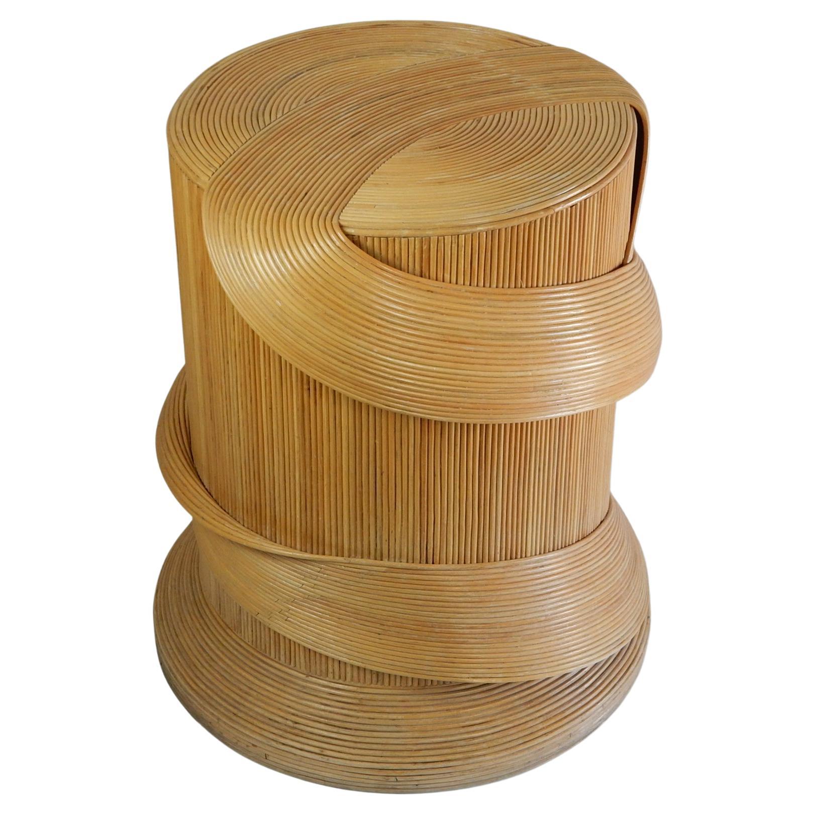 Artisan Sculptural Pencil Reed Rattan Dining or Center Table at 1stDibs