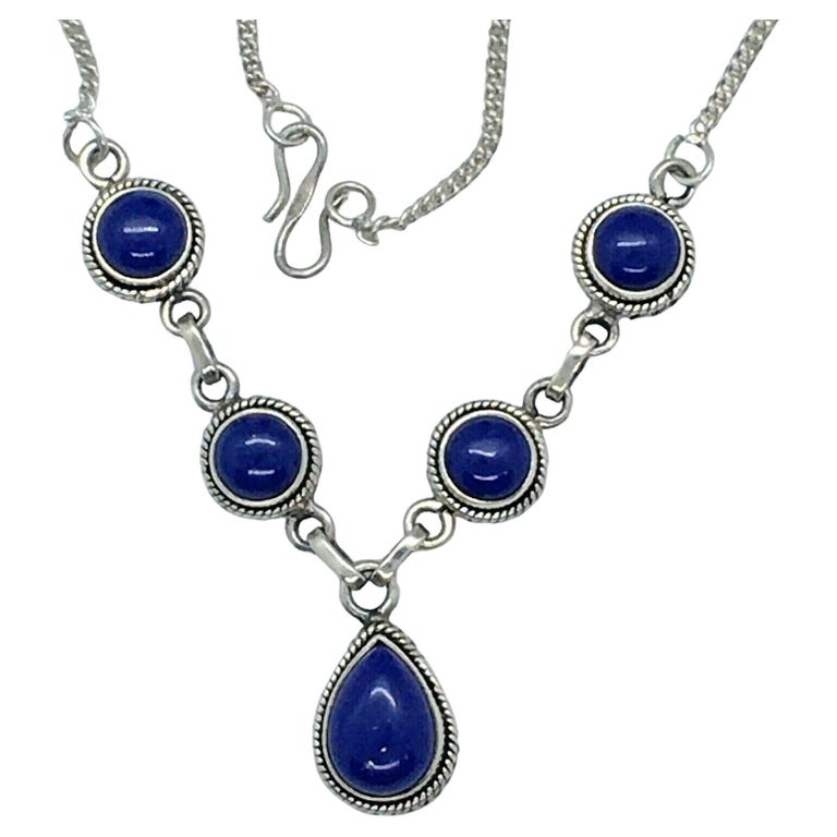 Artisan Sterling Silver Chilean Round PearShape Cabochon Lapis Lazuli ...