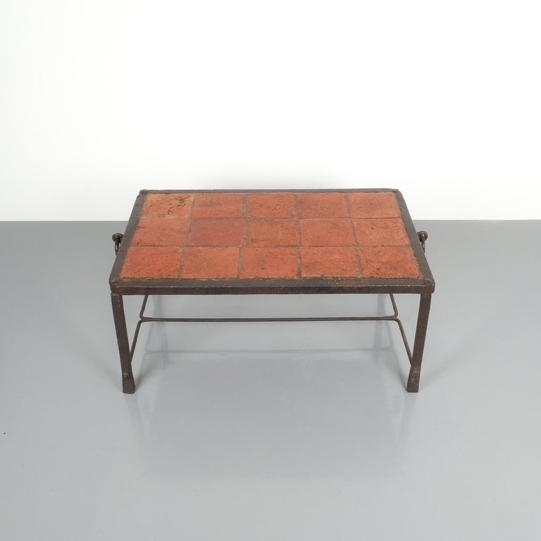 Artisan Wrought Iron Terracotta Coffee Or Outdoor Table, France, 1950 ...