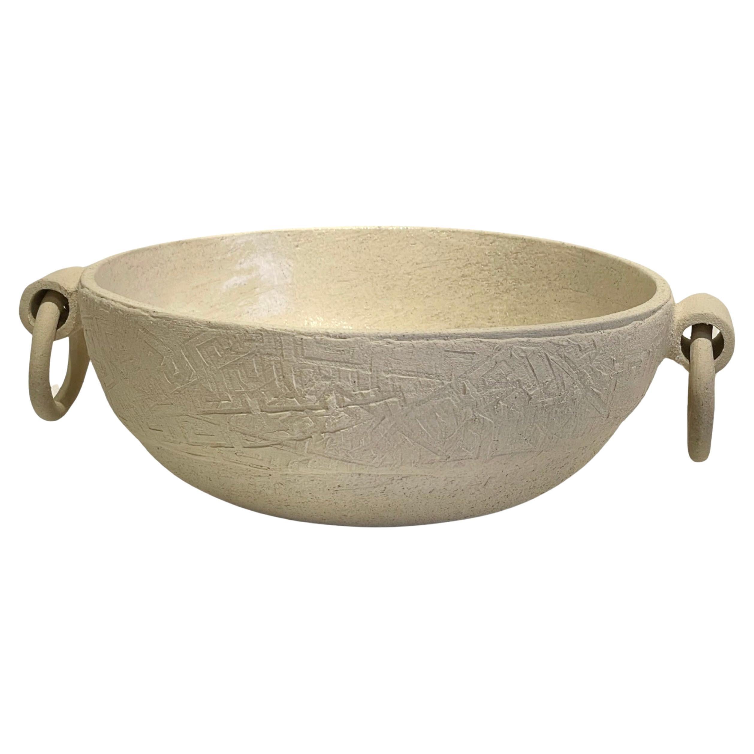 Artisanal Ceramic Centerpiece, Handcrafted Decorative Bowl, White For ...