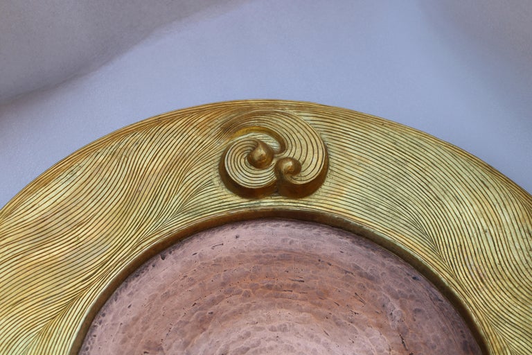Artisanal Gold Gilded Copper Repoussé Platter from Nepal For Sale at ...