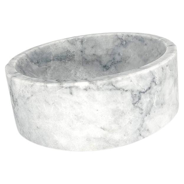 Artisanal Solid White Marble Bowl, Small, In Stock For Sale at 1stDibs
