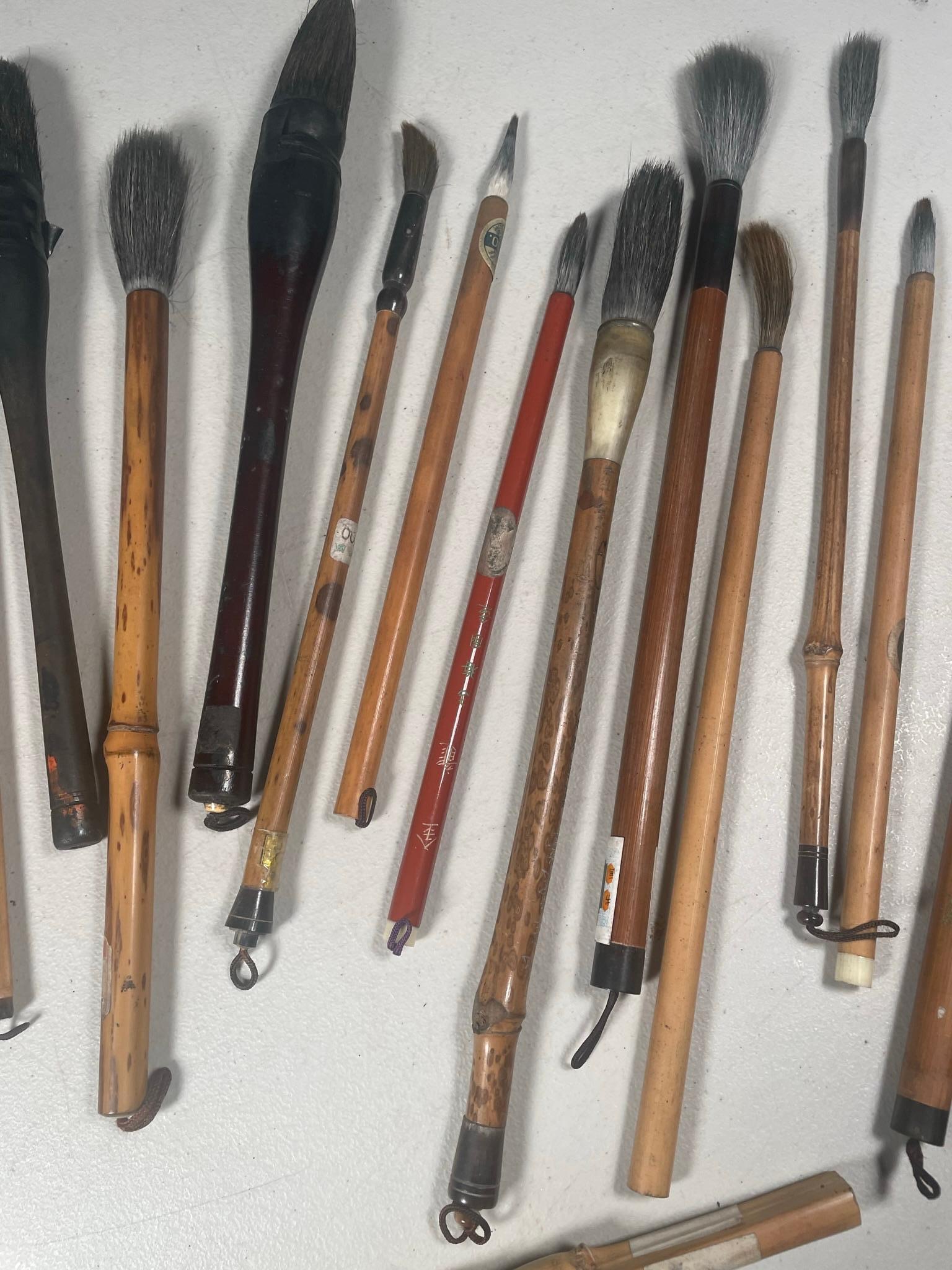 Artisan's Superb Cache of 25 Old Chinese Paint Calligraphy Bamboo ...