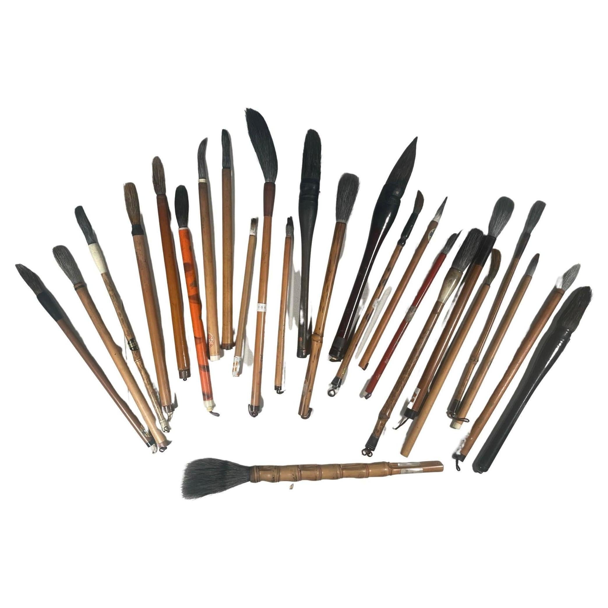 Artisan's Superb Cache of 25 Old Chinese Paint Calligraphy Bamboo ...