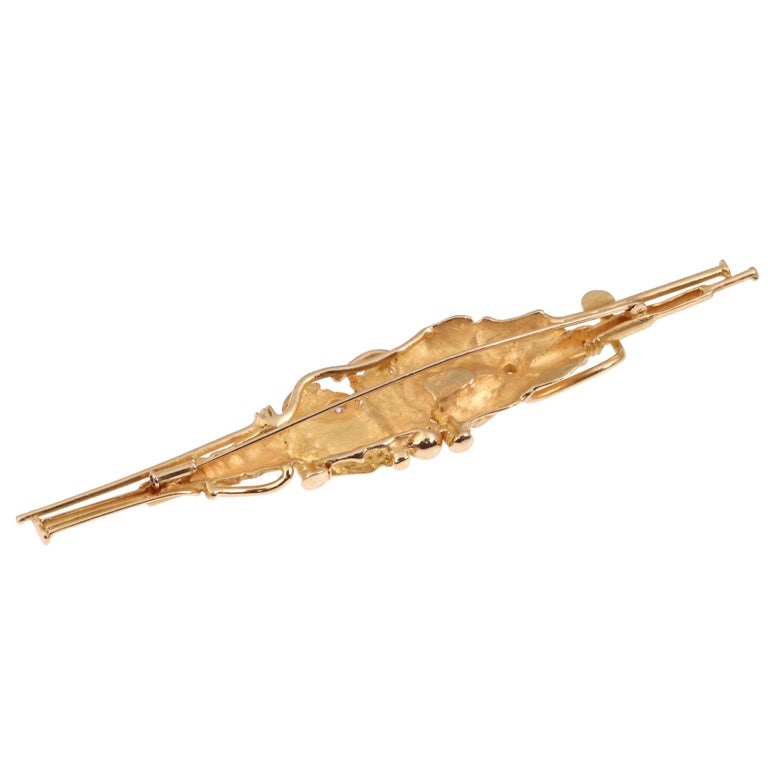 Artist Jewelry Signed Demaret Modernistic Gold Bar Brooch with ...