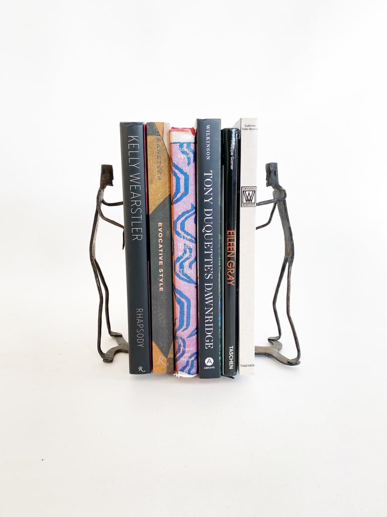 Artist Made Figural Iron Bookends, a Pair For Sale at 1stDibs