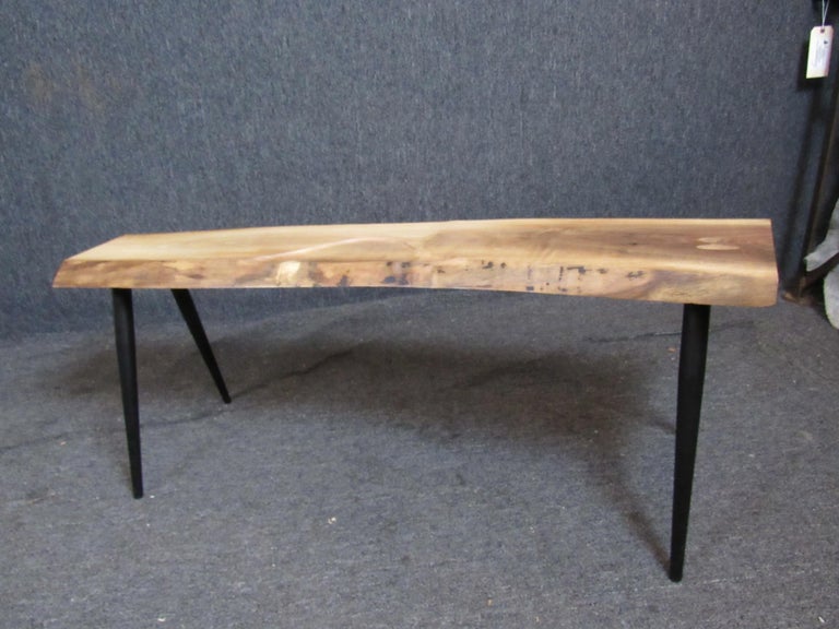 Artist Made Two Piece Live Edge Walnut Bench For Sale at 1stDibs