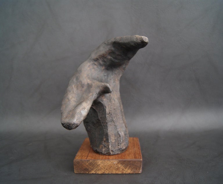Artist Plaster Sculpture Bronze Patina on a Wooden Base, Abstract Art ...