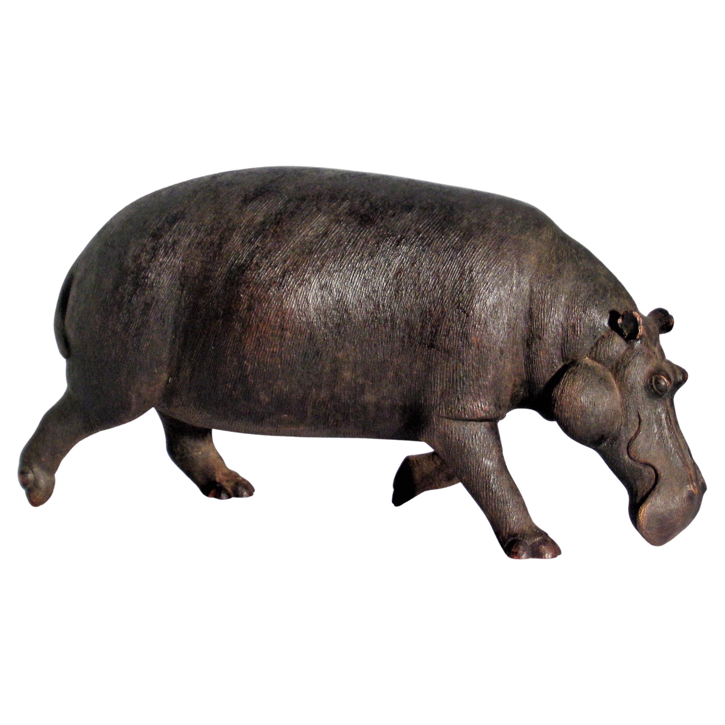 Modernist Alabaster Carved Hippopotamus Sculpture Figurine at 1stDibs