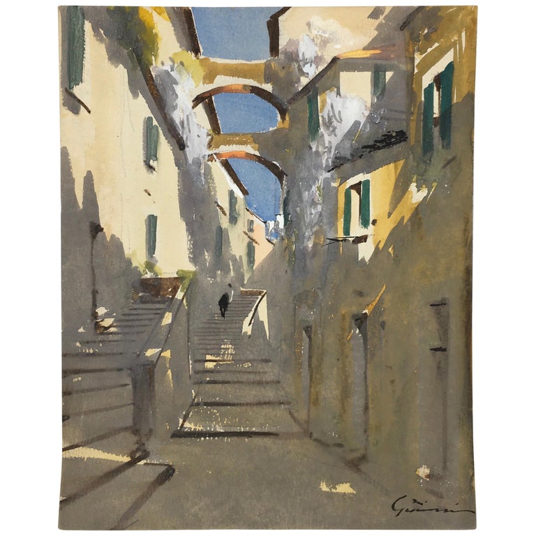 Artist Signed French Painting, French Village at 1stDibs