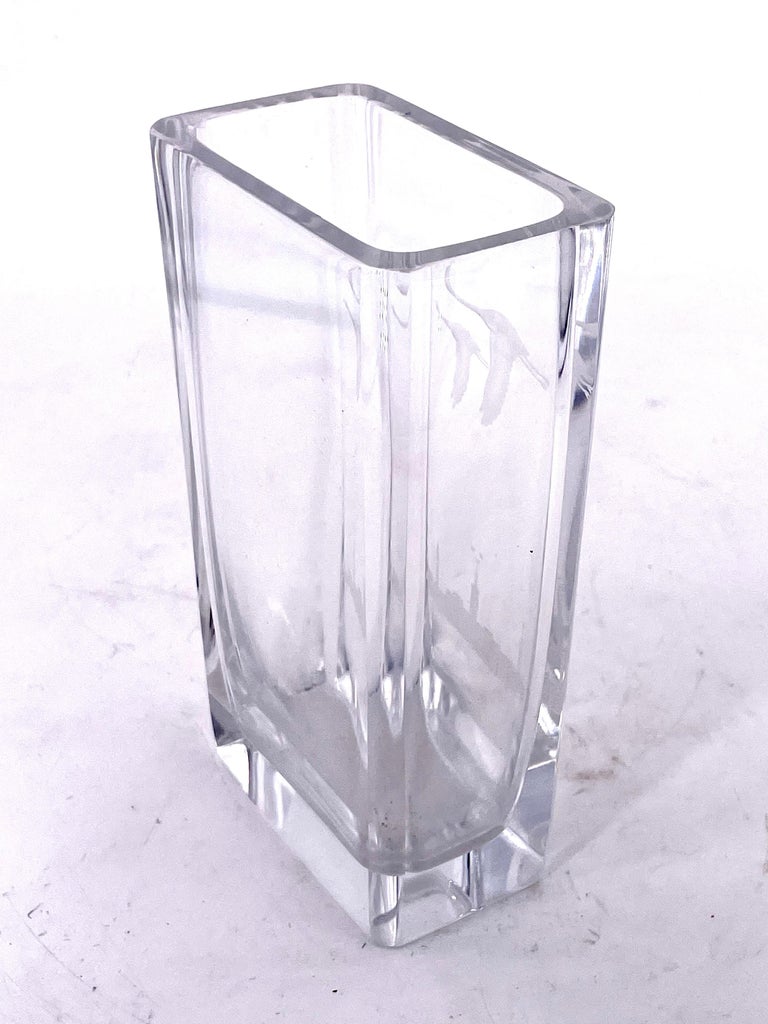 Artist Signed Orrefors Etched Crystal Vase at 1stDibs
