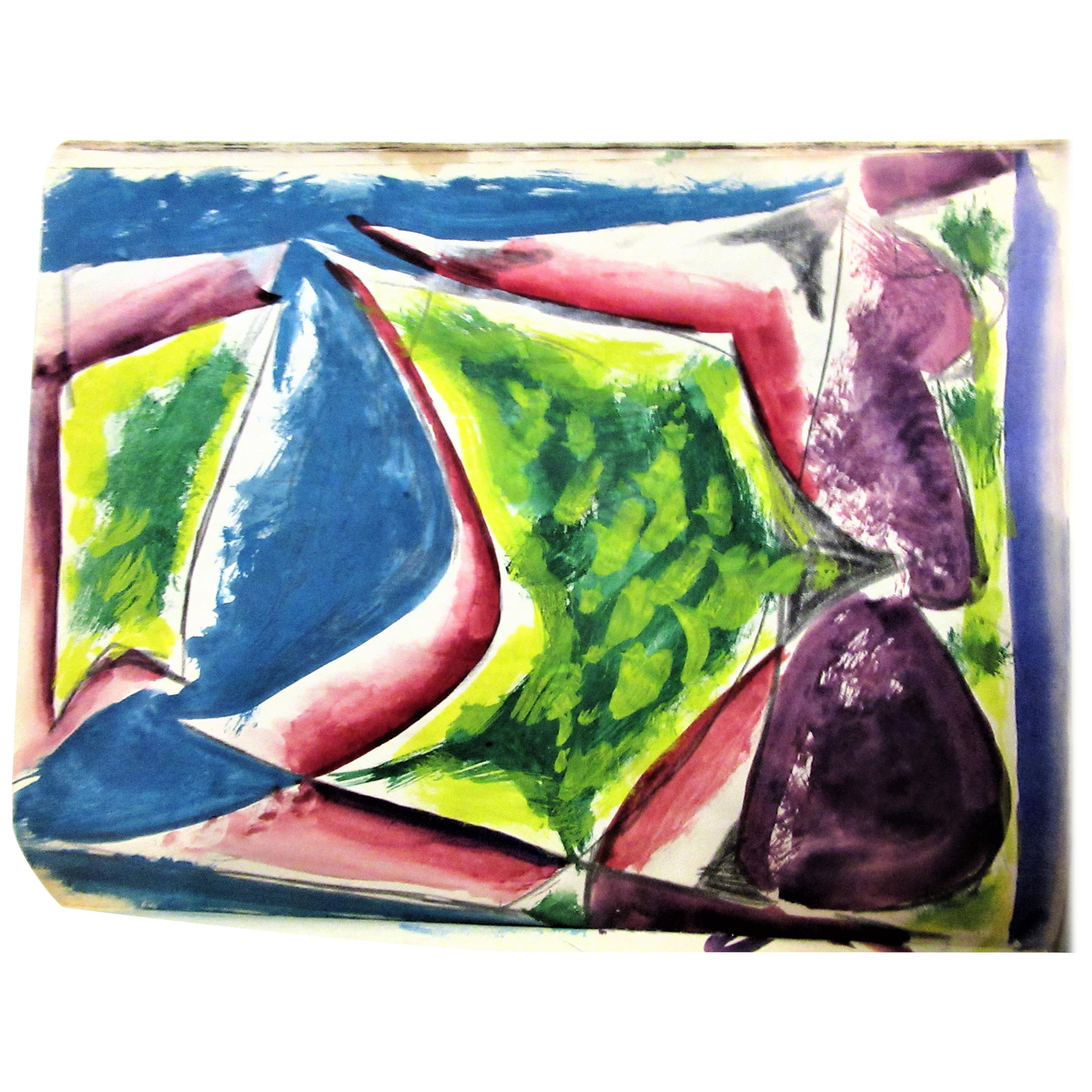 Original Watercolor/ Gouache Industrial Scene by American Artist ...