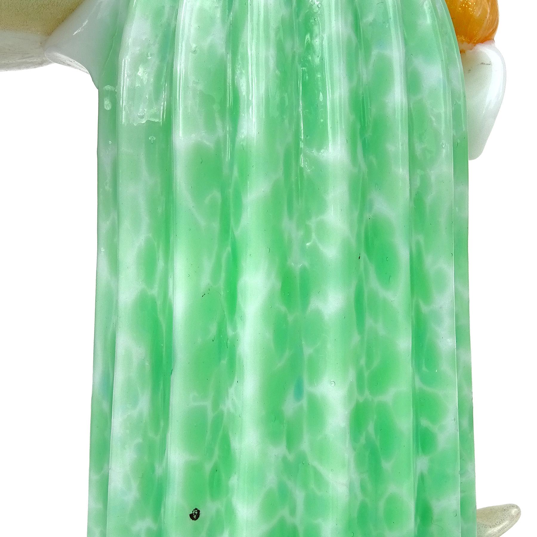 Artisti Barovier Murano 1935 Orange Green Gold Italian Art Glass Woman ...